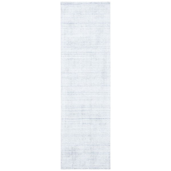 SAFAVIEH Mirage 2 ft. x 8 ft. Ivory/Silver Distressed Striped Solid ...
