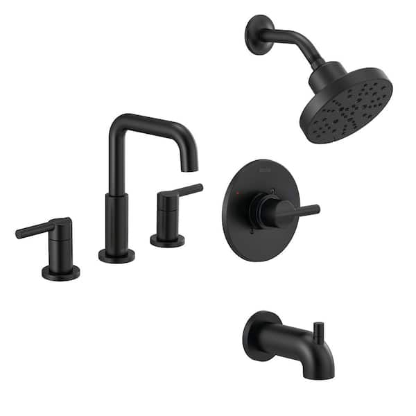 Delta Nicoli 5-Spray Tub and Shower Faucet with 8 in. Widespread Double Handle Bathroom Faucet ...