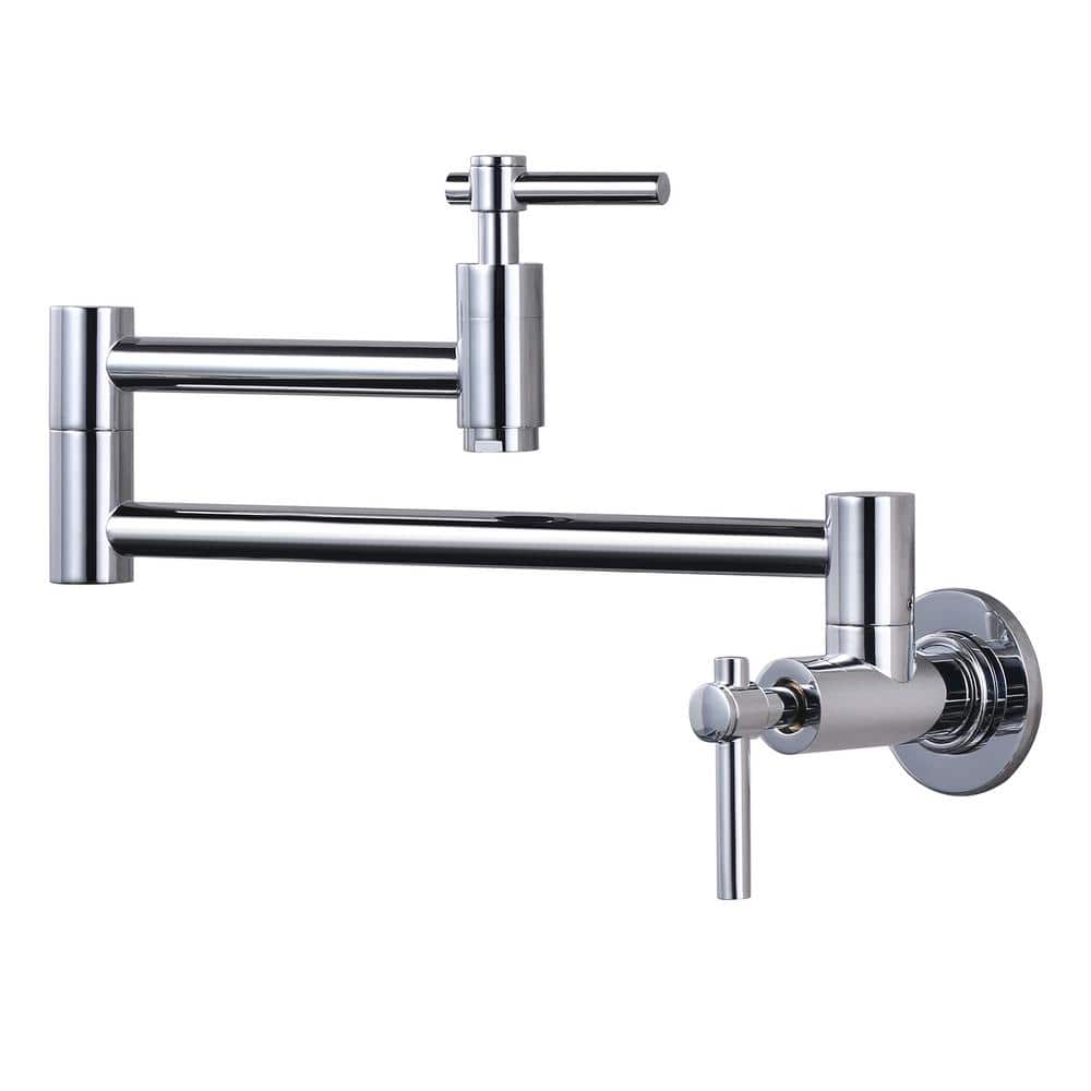 ARCORA Wall Mounted Pot Filler Faucet with Double Joint Swing Arm in ...