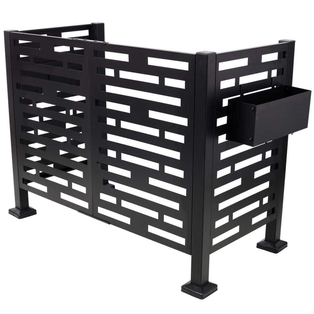 4 x 2 FT Black Metal Privacy Fence Air Conditioner & Trash Can Fence ...