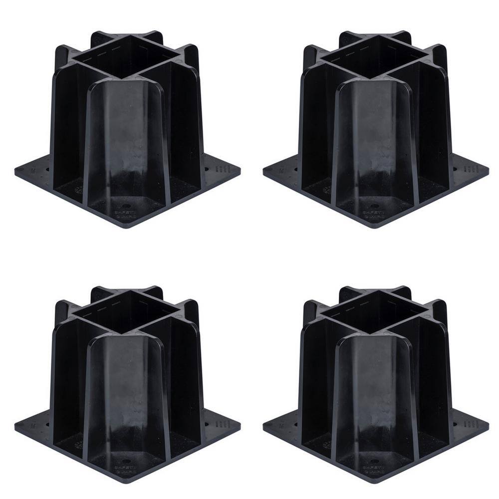 Tie Down Black Guardrail Base with Toeboard Slots (4-Pack) 72988 - The ...