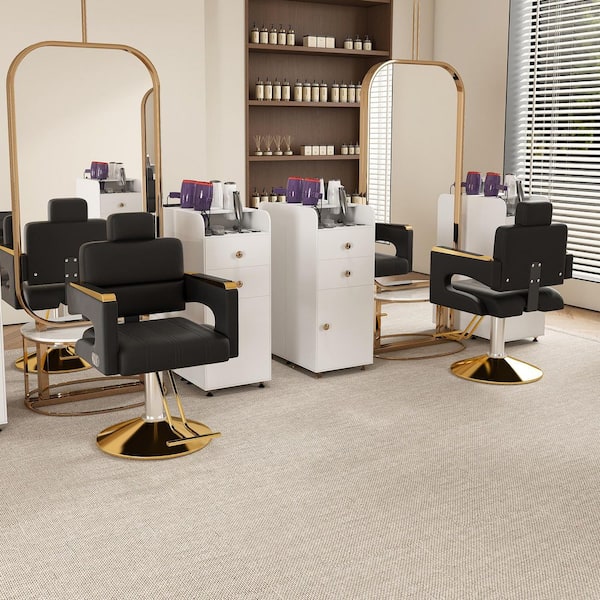 Seafuloy PU leather Adjustable Height, Upholstered Reclining barber ...