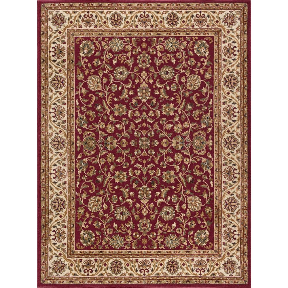 Tayse Rugs Sensation Border Red 9 ft. x 12 ft. Indoor Area Rug SNS4810 ...