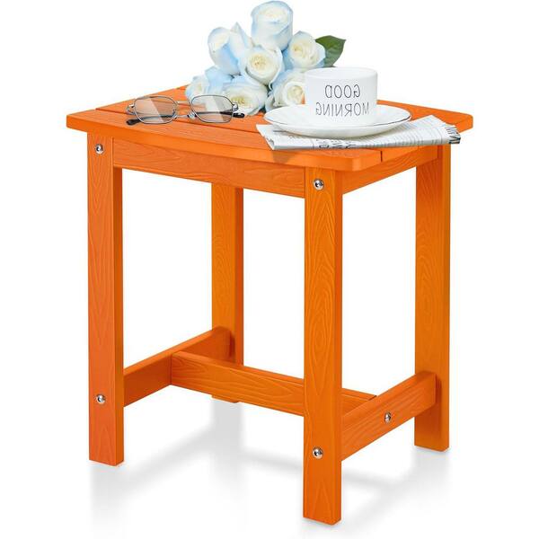 Orange Plastic Outdoor Side Table for Patio, Pool, Beach, Porch, Deck ...