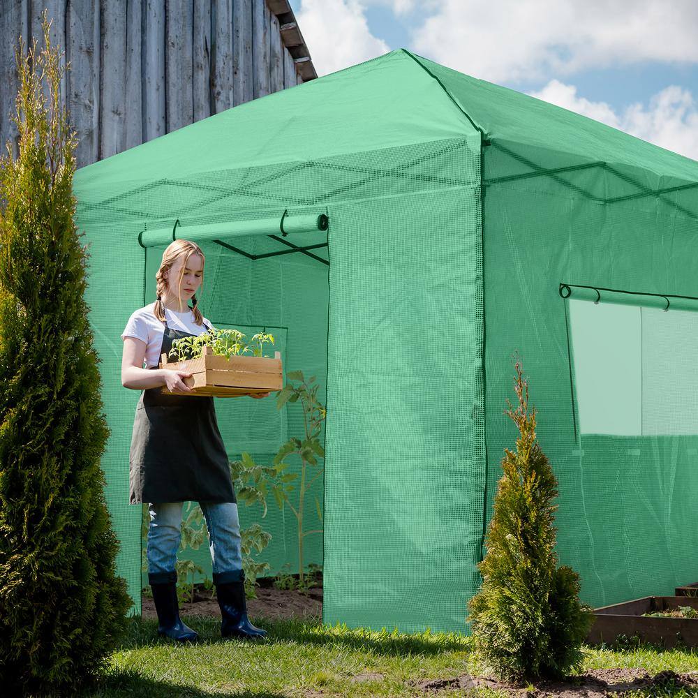 EAGLE PEAK 120 in. W x 120 in. D Portable Walk-In Pop-Up Gardening ...