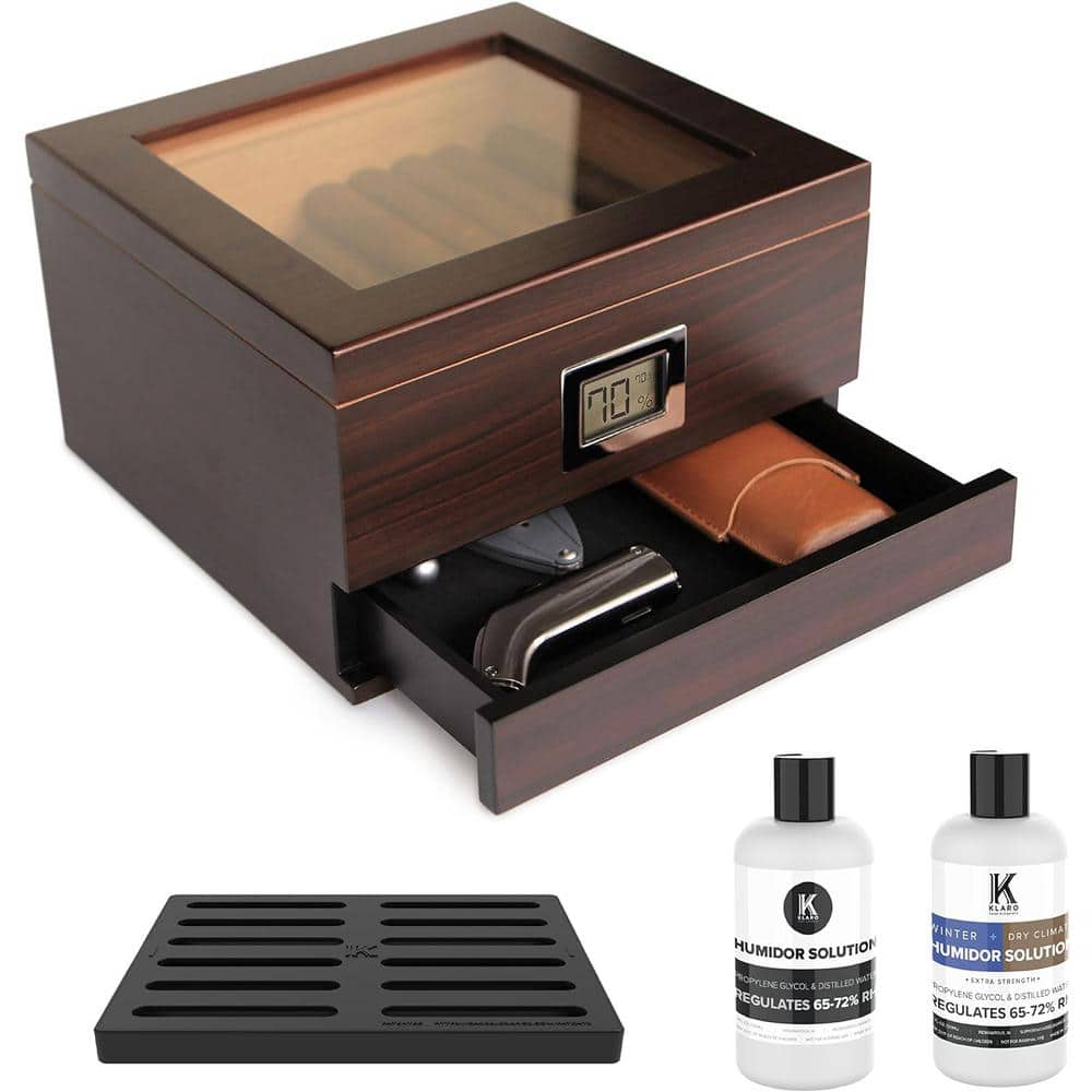 Afoxsos Glass Top Humidor with Thick Cedar with Easy Humidification ...