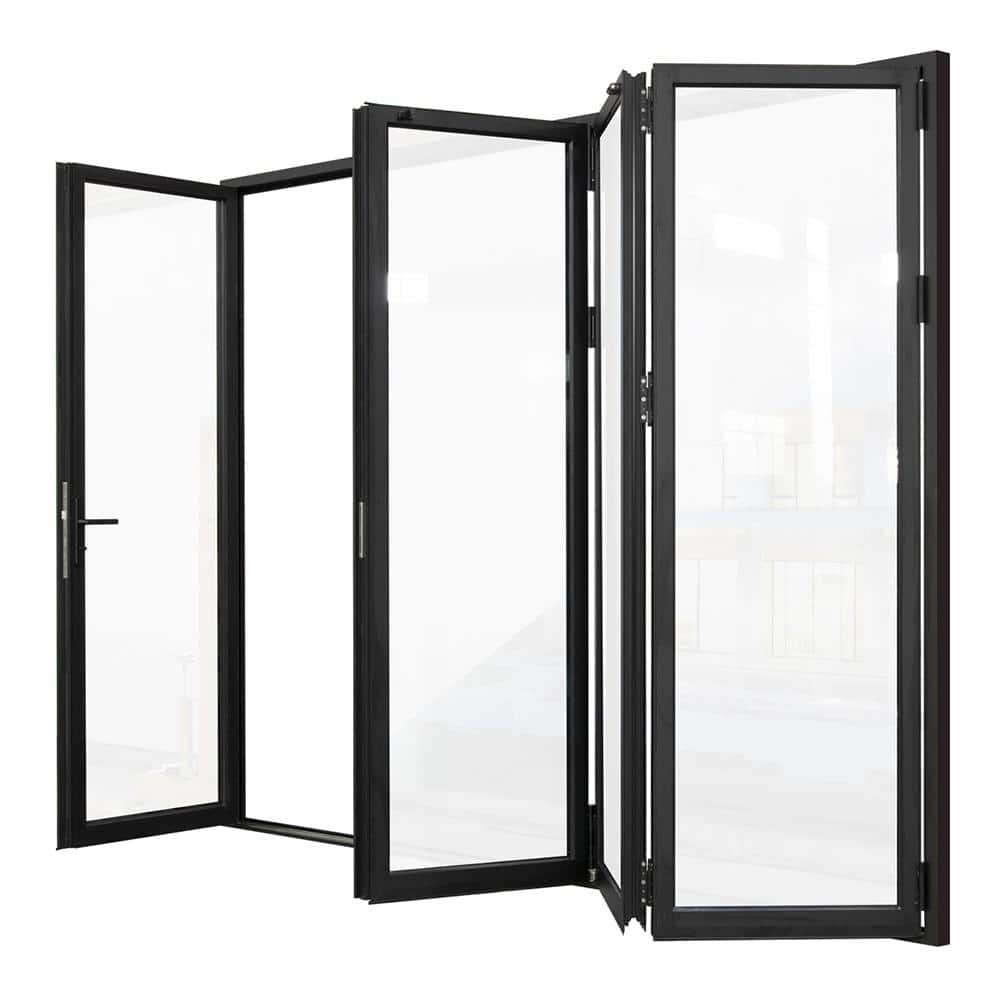 ATVIO 120 in. x 96 in. Matte Black 1 Left 3 Right Out-Swing Thermal ...