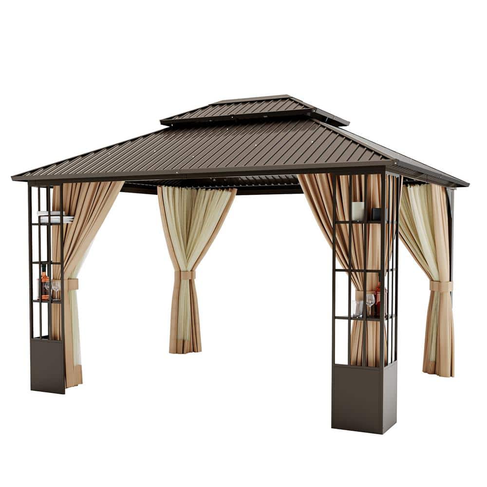 ChillPavilion 10 ft. x 12 ft. Double Roof Hardtop Patio Gazebo with ...