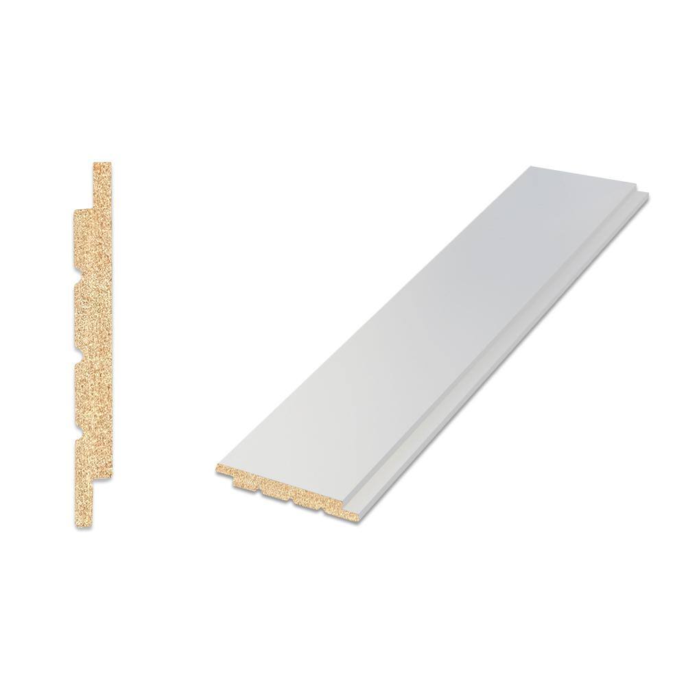 Arauco 1 in. x 6 in. x 12 ft. Nickel Gap Shiplap Primed MDF Boards 1641883