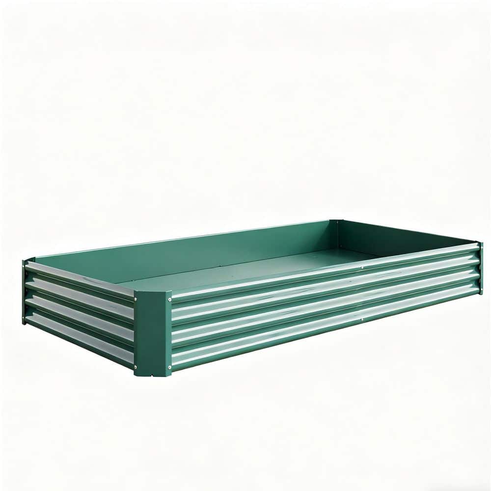 7.6 x 3.7 x 0.98 ft. Green Metal Rectangular Raised Garden Bed, Outdoor ...