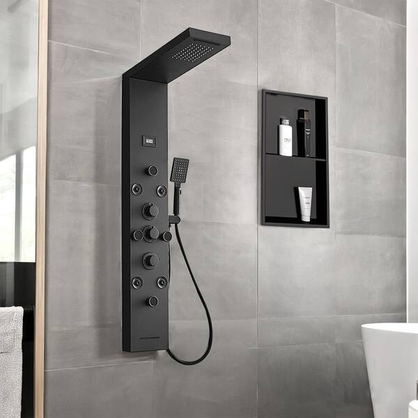 HOMEMYSTIQUE Dual 6-in-One 8-Jet Shower Panel Tower System with ...
