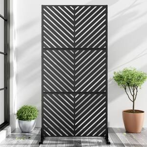 Lirago 72 in. x 35 in. Black Privacy Screen Galvanized Freestanding ...