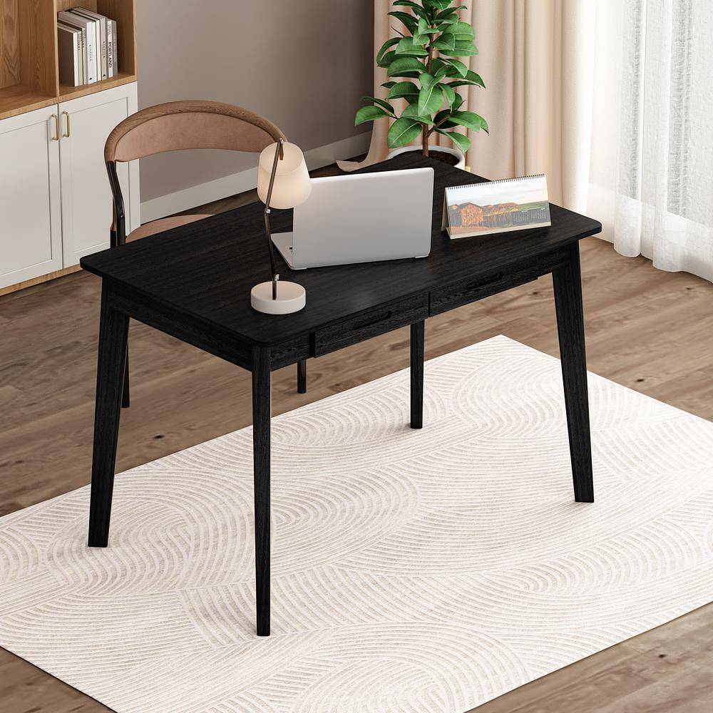FUFU&GAGA 39.3 in. W-29.5 in. H Rectangular Black MDF Wood Computer ...