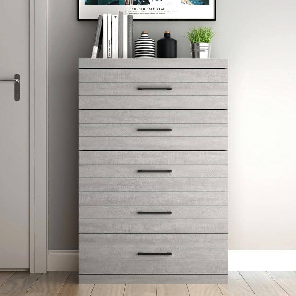 GALANO Hamsper 5-Drawer Dusty Gray Oak Chest of Drawers (46.4 in. x 30. ...
