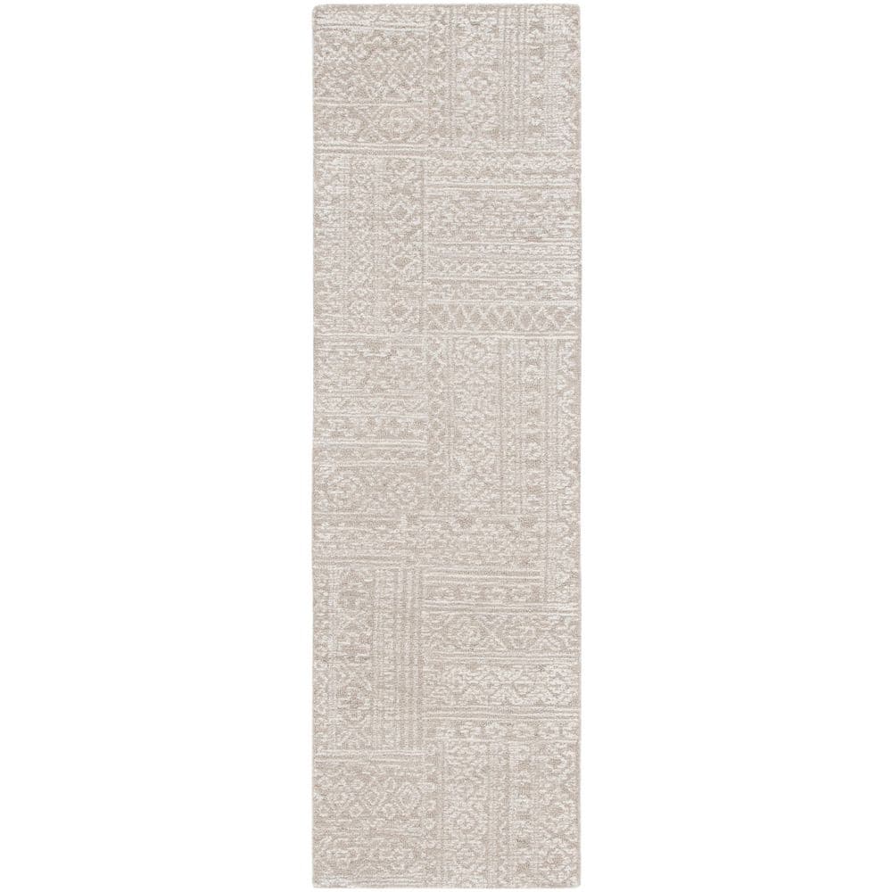SAFAVIEH Micro-Loop 2 ft. x 8 ft. Beige/Ivory Geometric Aztec Diamond ...