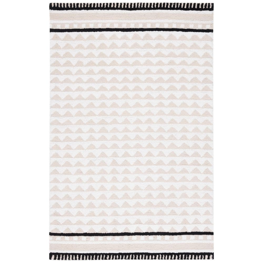 SAFAVIEH Capri 3 ft. x 5 ft. Ivory/Beige Border Triangle Area Rug ...