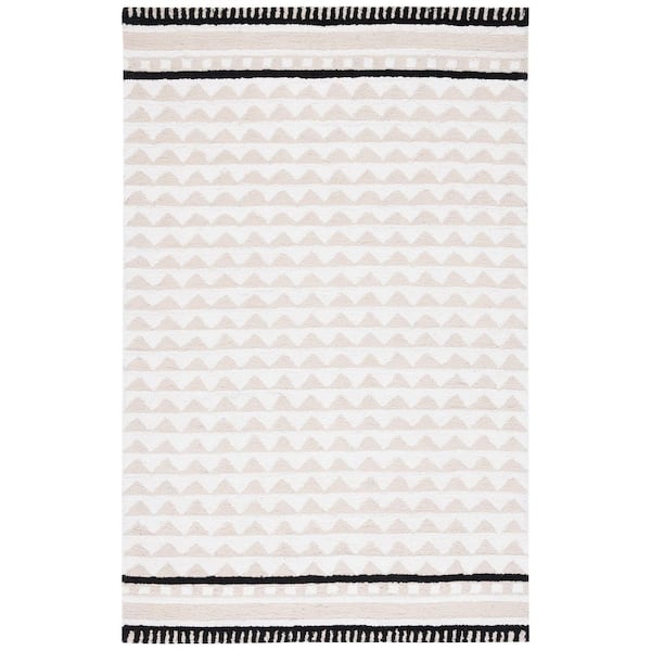 SAFAVIEH Capri 3 ft. x 5 ft. Ivory/Beige Border Triangle Area Rug ...
