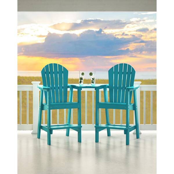 AUTMOON Classic Cyan Tall Balcony Adirondack Chair with Removable Side ...