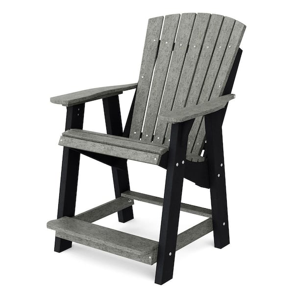 Wildridge Heritage Dark Gray and Black Plastic Outdoor High Adirondack ...