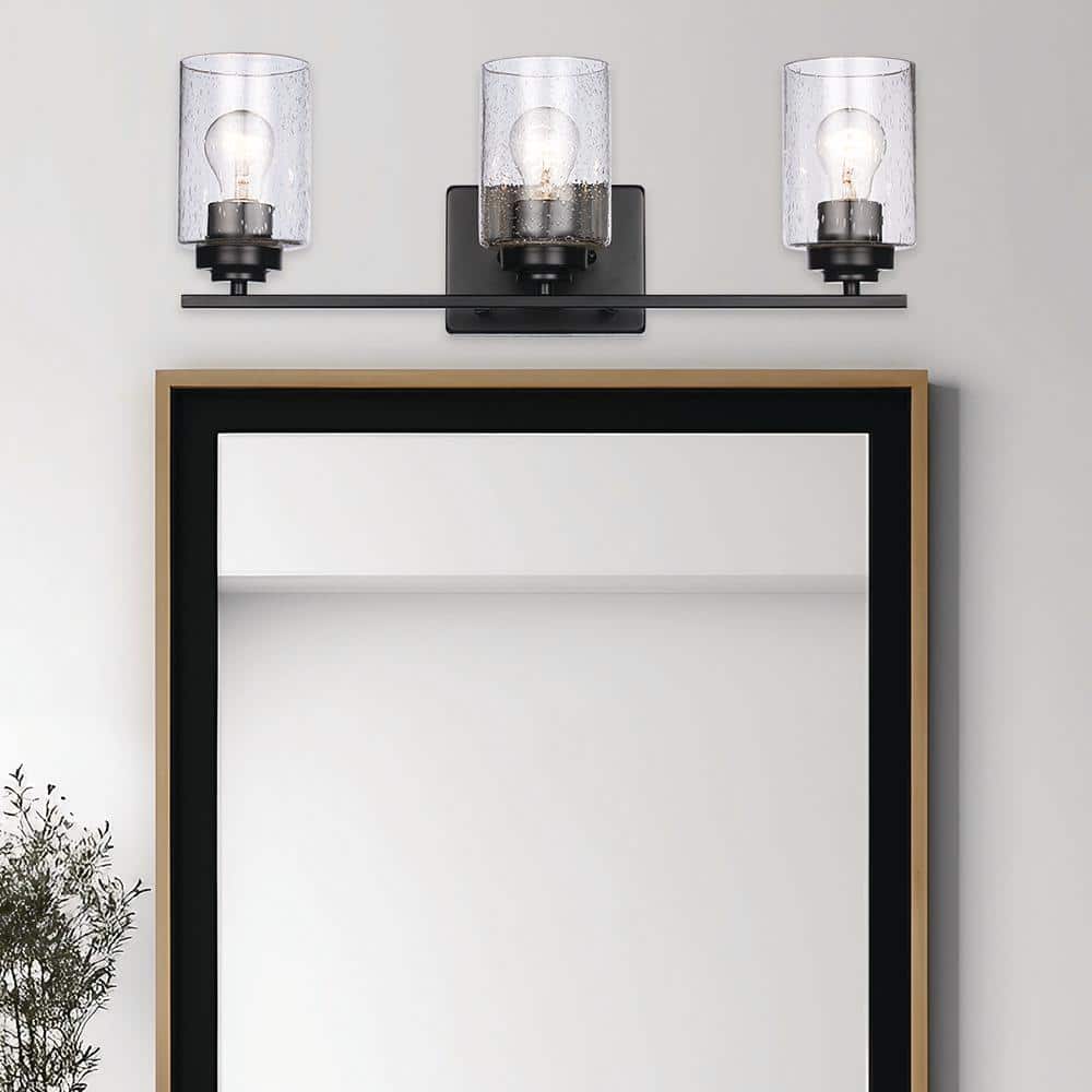 Bel Air Lighting 22 in. 3-Light Black Bathroom Vanity Light Fixture ...