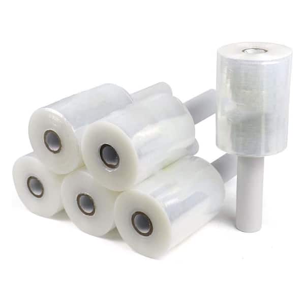 N/A 2-Pack Clear Stretch Wrap 18 x 1000 ft. 80 Gauge with Plastic Handle Self-Adhering Shrink ...