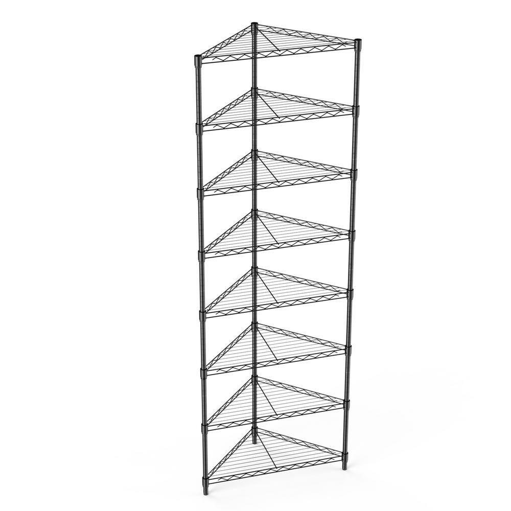 FUNKOL 8-Tier Three Legged Corner Metal Shelf, Heavy Duty Racking with ...