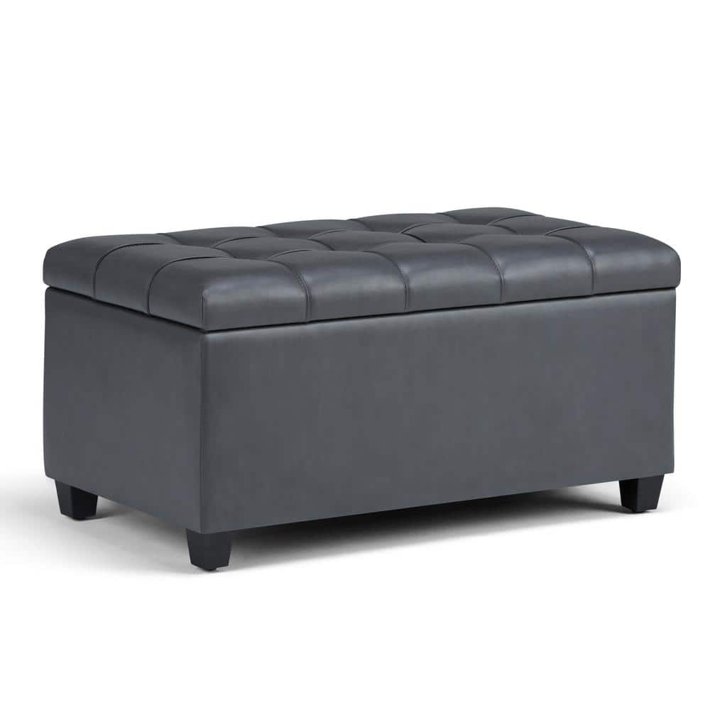 Simpli Home Sienna 33 in. Wide Transitional Rectangle Storage Ottoman ...