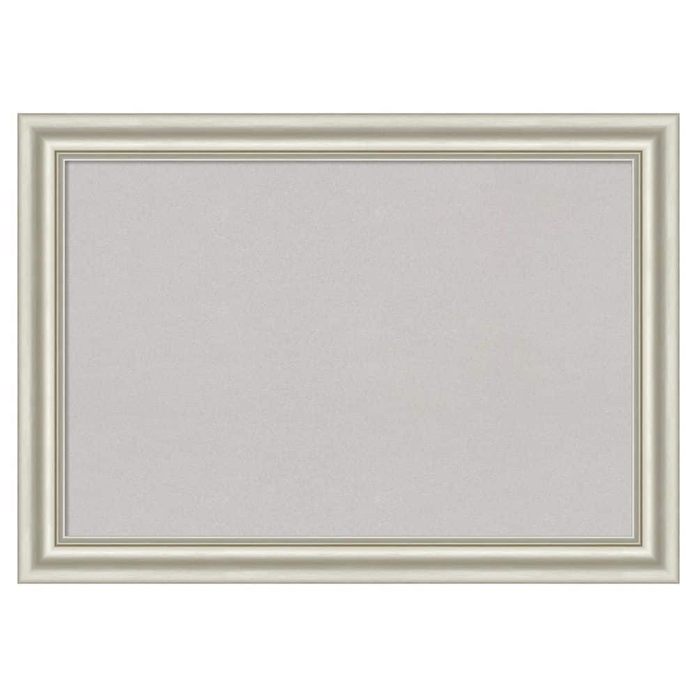 Amanti Art Sophia Silver 42 in. x 30 in. Poly Framed Grey Cork Memo ...