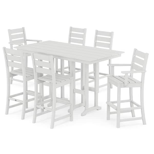 POLYWOOD Grant Park White 7-Piece HDPE Plastic Farmhouse Bar Set ...