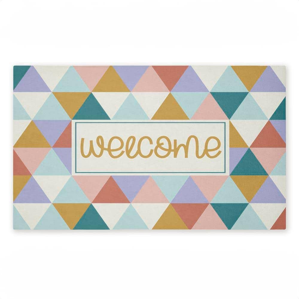 Stupell Industries Welcome Pastel Geometric Multi-Colored 18 in. x 30 ...