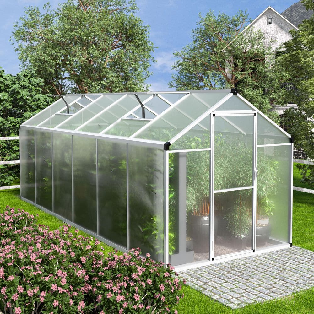 VEIKOUS 6 ft. W x 12 ft. D Polycarbonate Walk-in Greenhouse for ...