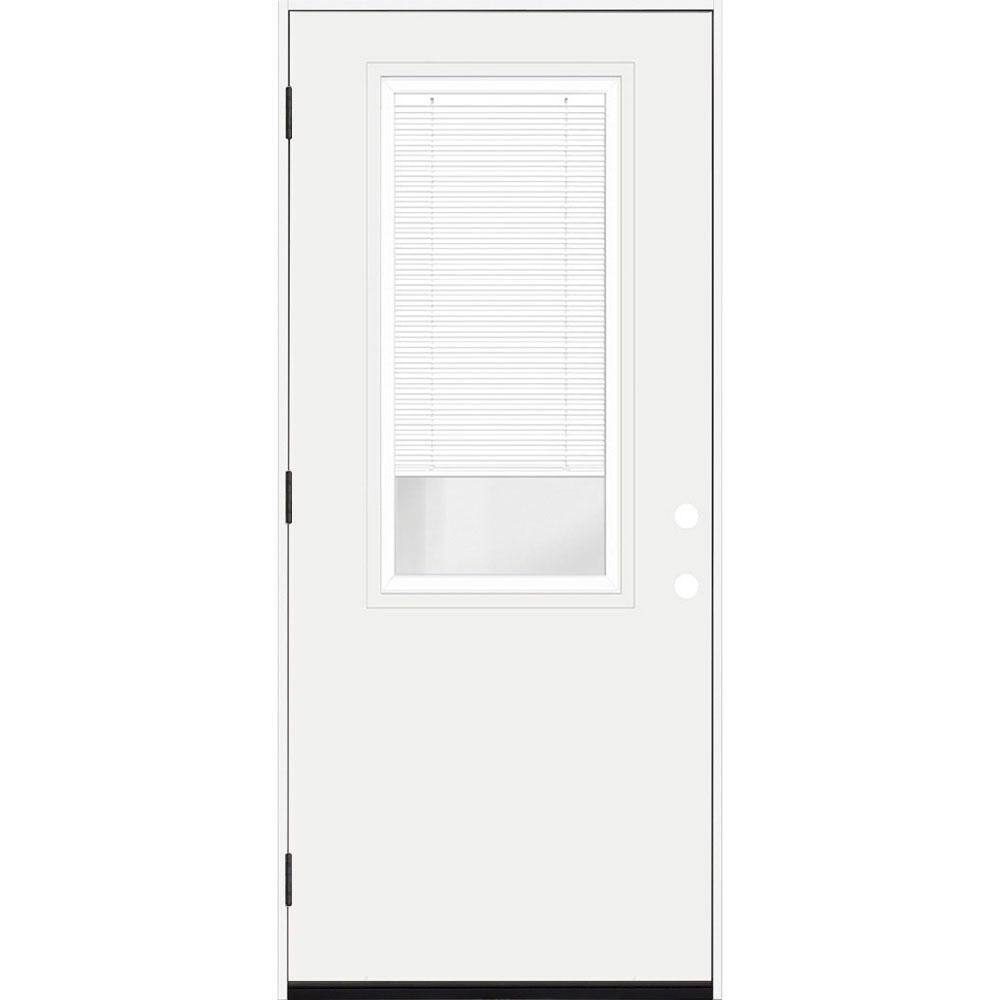 Steves & Sons Legacy 32 in. x 80 in. RHOS 2/3 Clear Glass Micro-Blind ...