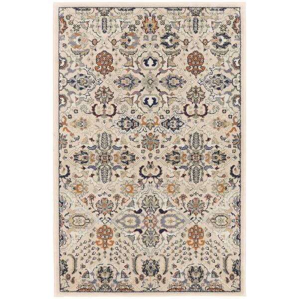 Nourison Allur Beige 4 ft. x 6 ft. Abstract Medallion Transitional Area ...