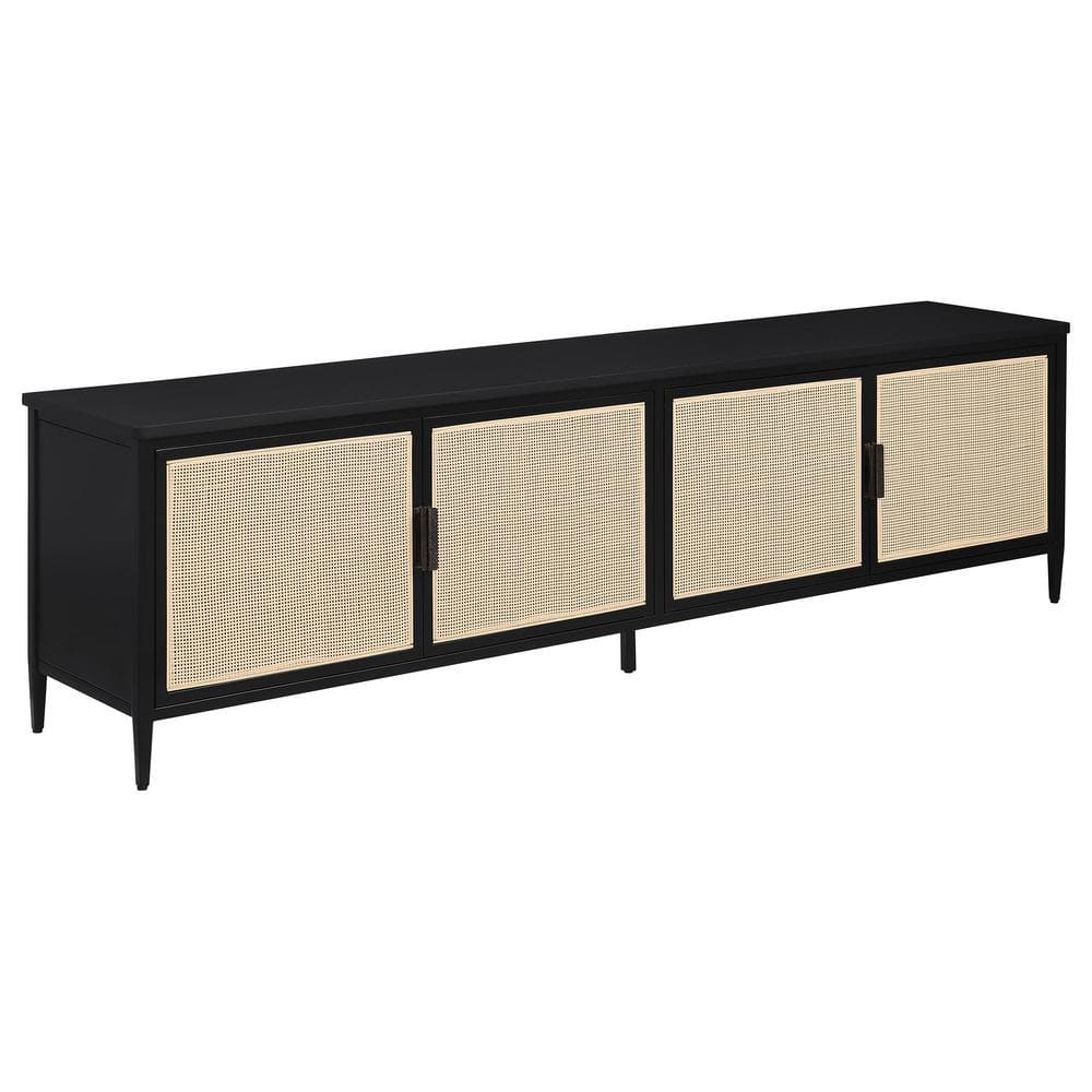 Coaster Amherst Black and Natural TV Stand Fits TV's up to 80 in. with ...
