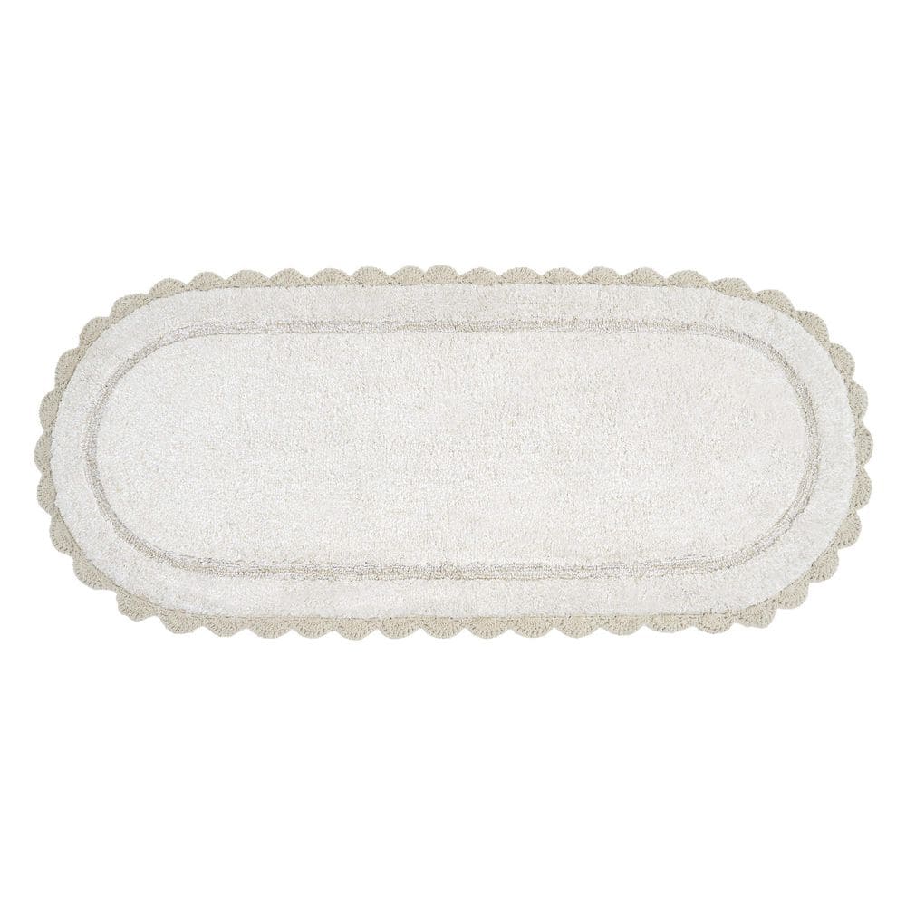 Laura Ashley Eloise Crochet Border 24in. x 60in. Beige Solid Cotton ...