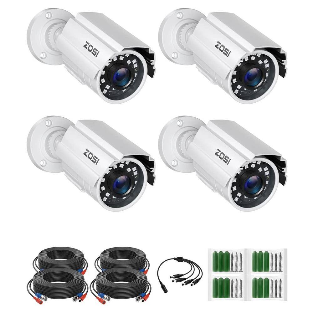 Zosi White Wired 1080p Outdoor Bullet Tvi Security Camera Compatible