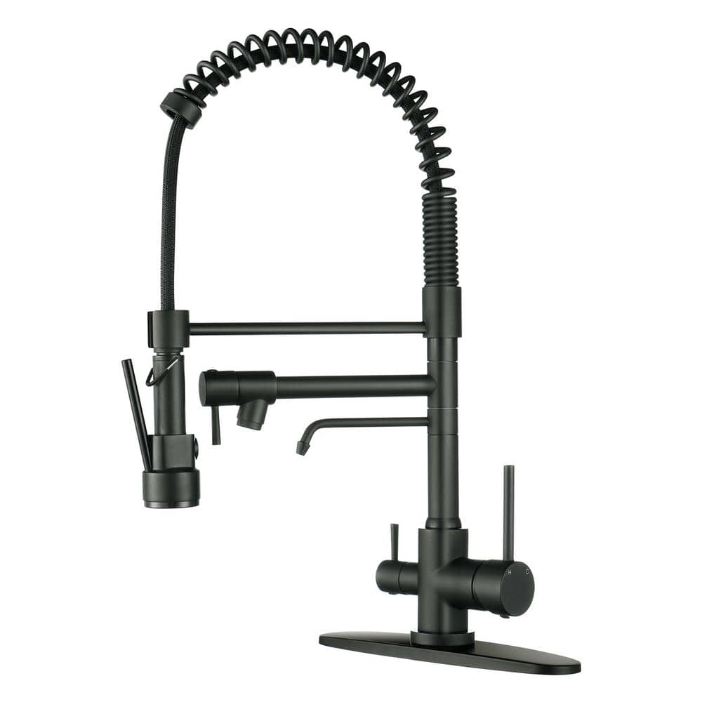 ALEASHA Double Handle 3-Spout Spring Pull Down Sprayer Kitchen Faucet ...