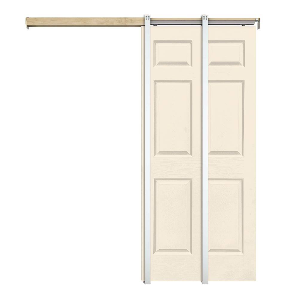 CALHOME Beige 36 in. x 80 in. Painted Composite MDF 6PANEL Interior ...