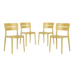 Cosco Novogratz Poolside Chandler Bright Yellow Stacking Resin Outdoor ...