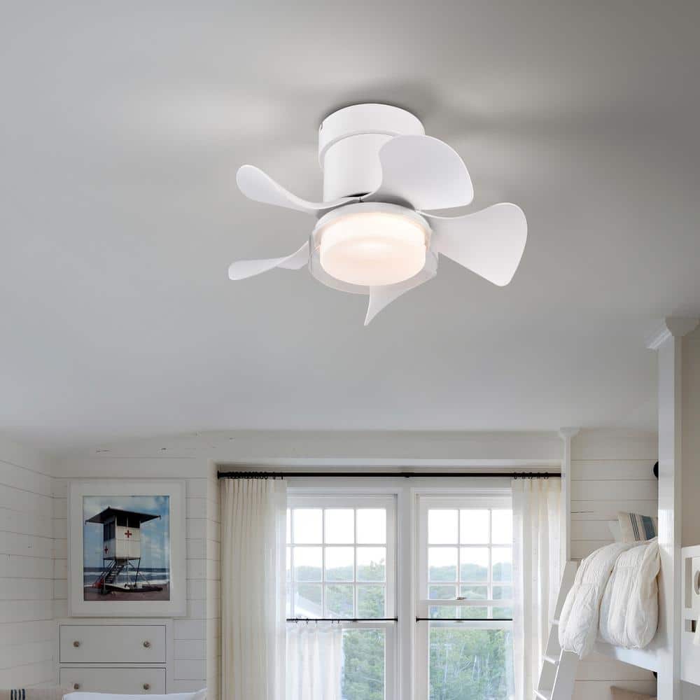 Sunpez 21 in. Indoor Matte White Modern LED Ceiling Fan with Remote ...