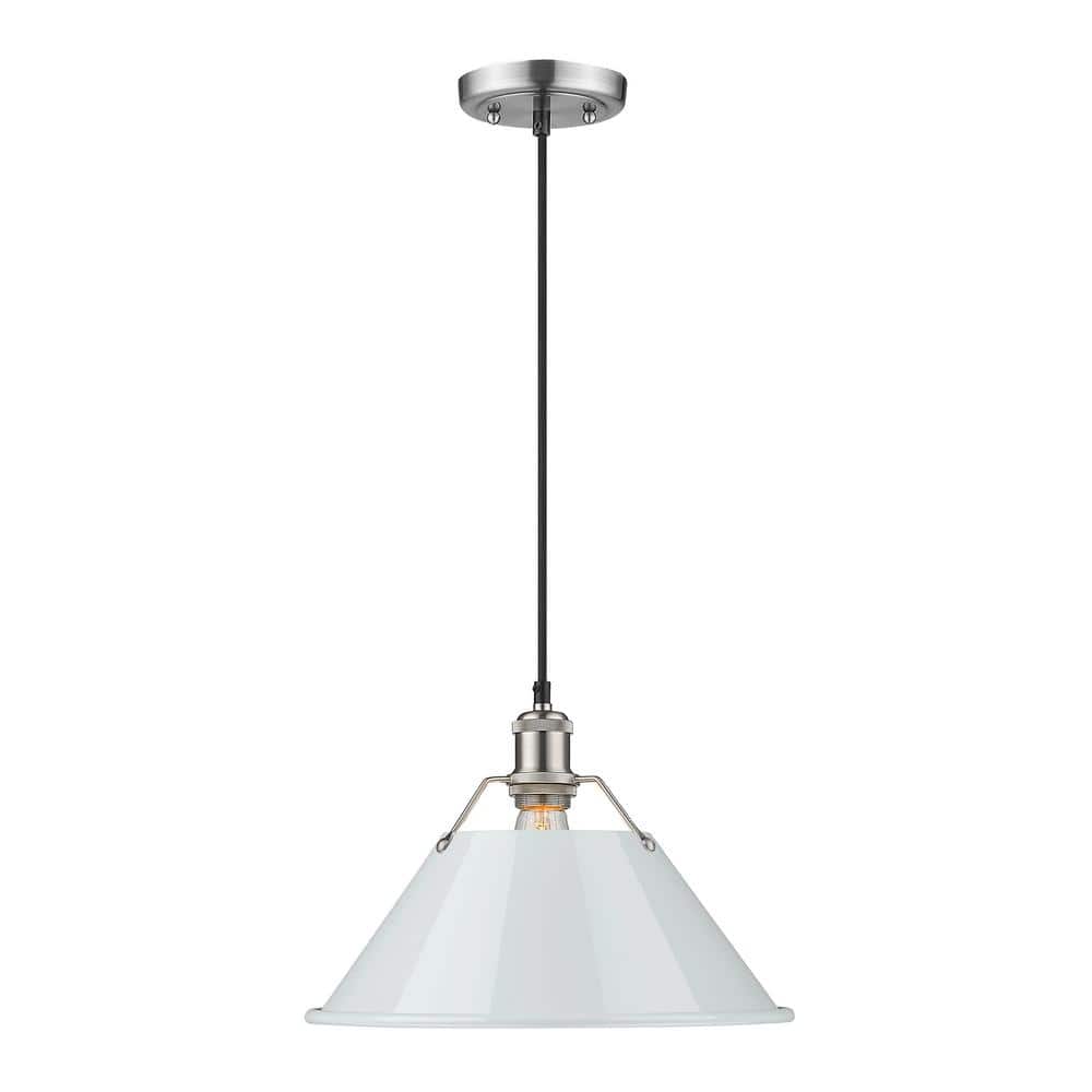 Golden Lighting Orwell 100-Watt 1-Light Pewter and Dusky Blue Pendant ...