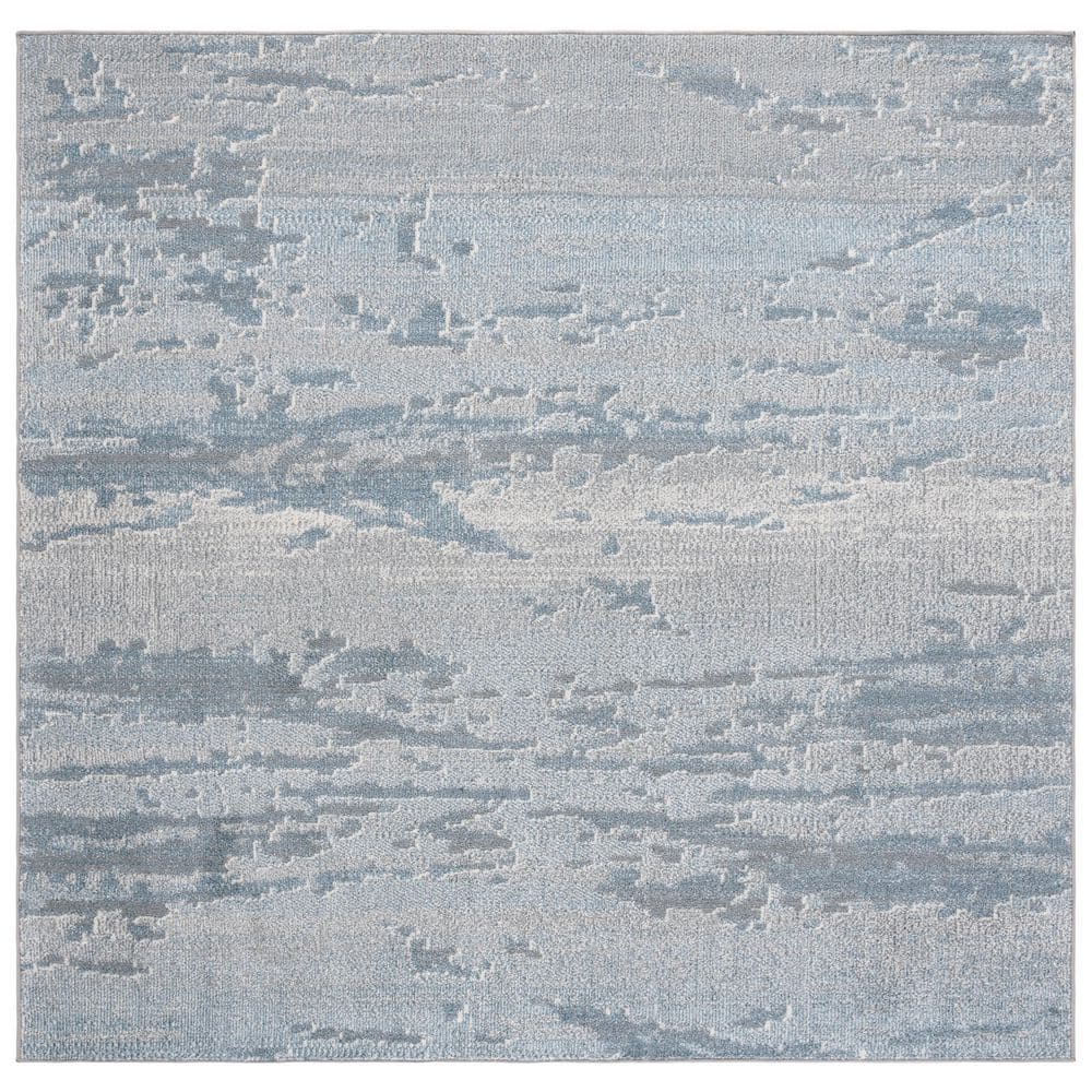 SAFAVIEH Blair Blue/Gray 7 ft. x 7 ft. Machine Washable Abstract Modern ...
