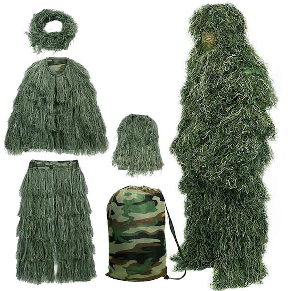 BOZTIY 5 in 1 XXL Ghillie Suit 3D Camouflage Hunting Apparel Including ...