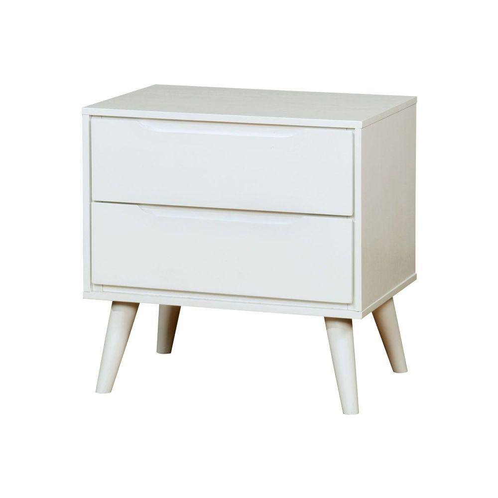 Benjara White 2-Drawer Wooden Nightstand with Recessed Drawer Fronts 17 ...