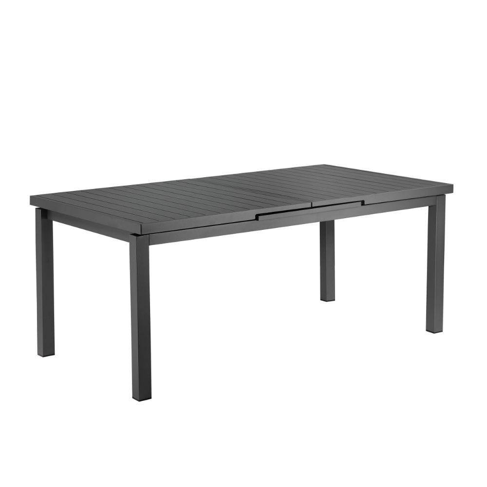 Benjara 95 in. Gray Wood Top 4 Leg Extendable Dining Table with ...