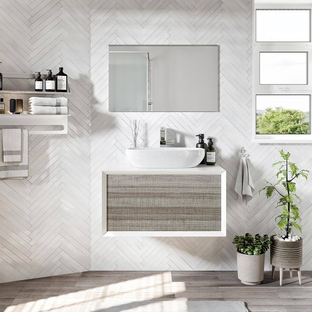 Eviva Santa Monica 36 in. Single Sink Ash Bath Vanity with White ...