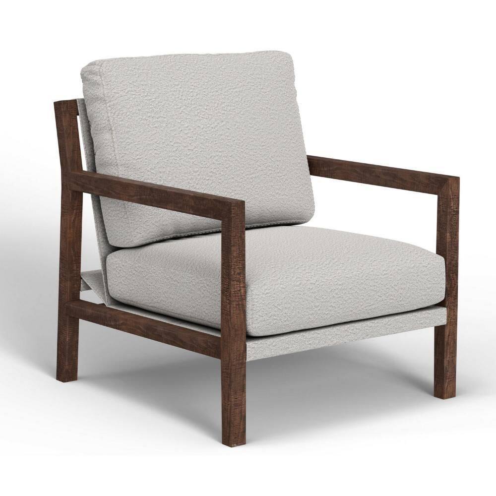Benjara Tery Ivory and Brown Polyester Accent Chair with Lumbar Pillow ...