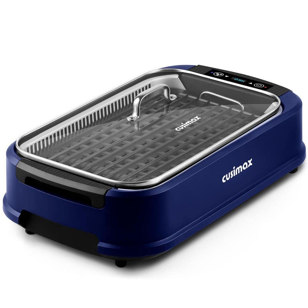 Elexnux 267sq. in. Blue Smokeless Electric Portable Indoor Grill with ...