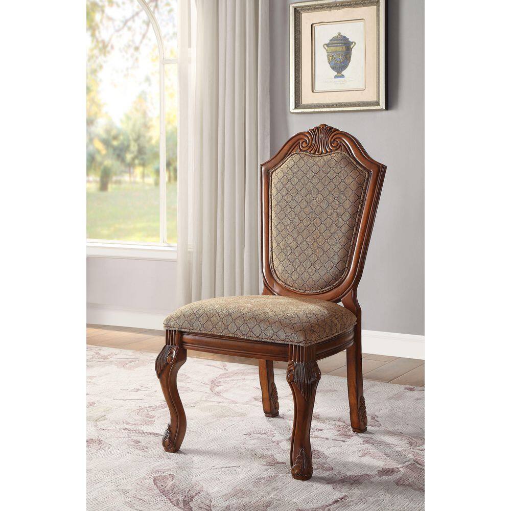 Chateau De Ville Side Chair (Set-2) in Fabric and Cherry 04077A - The ...
