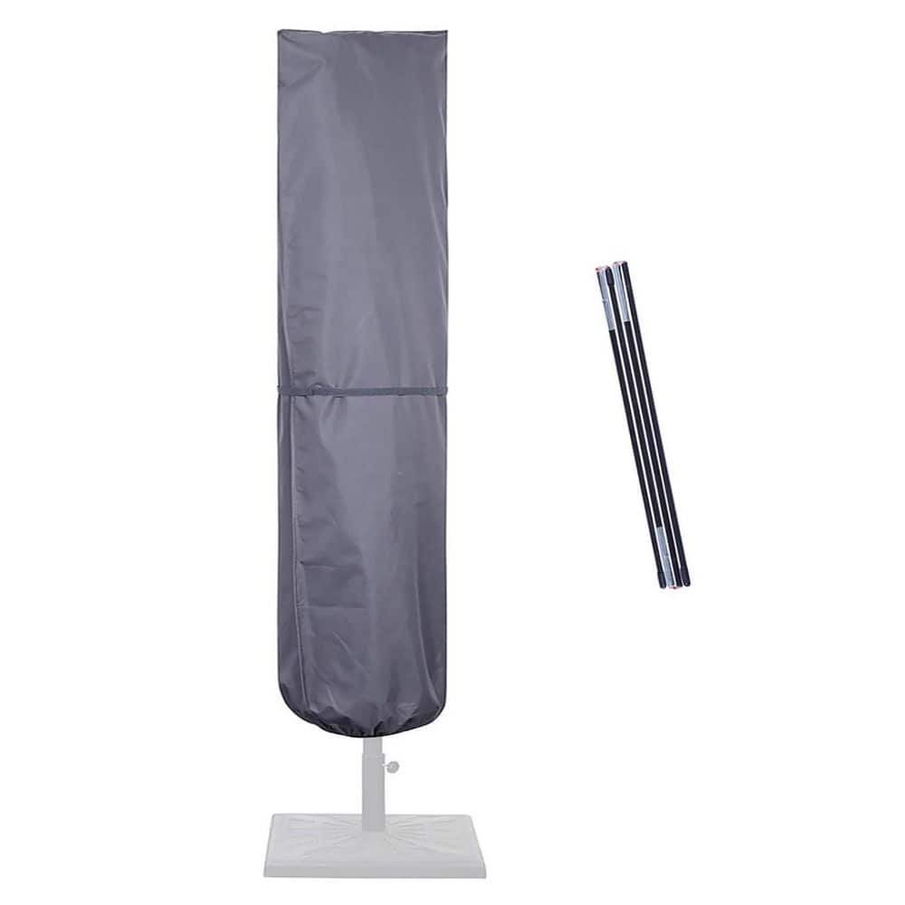 Gray Patio Umbrella Cover with Rod for 7 to 11 ft. Umbrellas and 15 ft ...
